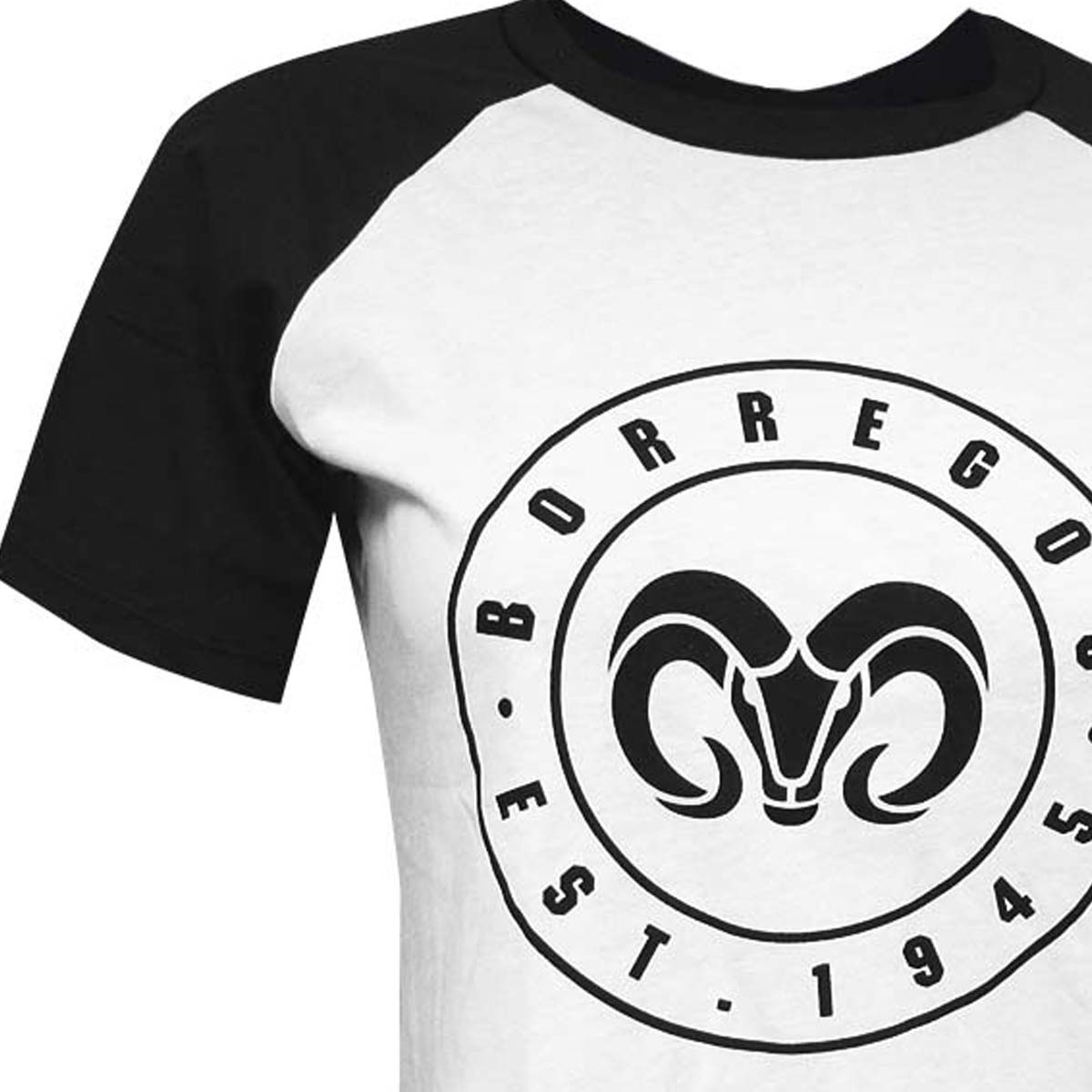 Playera Casual Borregos Circular Manga Raglan - Negro, CF